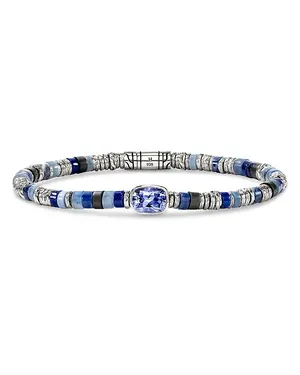 John Hardy Sterling Heishi Tanzanite & Multi Gemstone Bead Bracelet - Silver