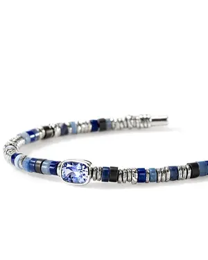 John Hardy Sterling Heishi Tanzanite & Multi Gemstone Bead Bracelet