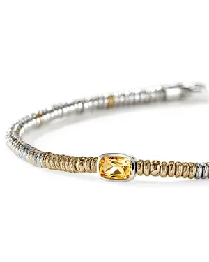 John Hardy 14k Yellow Gold & Sterling Heishi Citrine Bead Bracelet - Silver