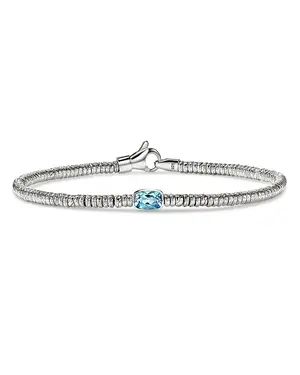 John Hardy Sterling Heishi Swiss Blue Topaz Bead Bracelet - Silver