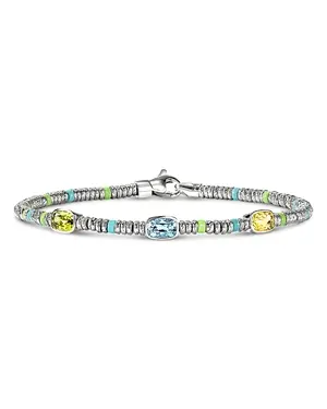 John Hardy Sterling Heishi Multi Gemstone Bead Bracelet - Silver
