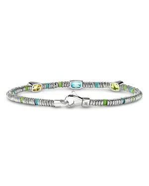 John Hardy Sterling Heishi Multi Gemstone Bead Bracelet
