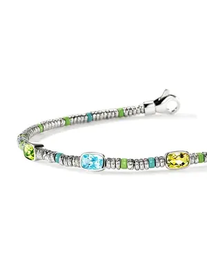 John Hardy Sterling Heishi Multi Gemstone Bead Bracelet