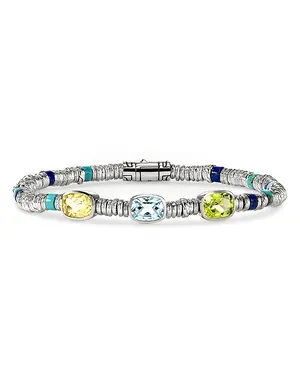 John Hardy Sterling Heishi Multi Gemstone Bead Bracelet - Silver