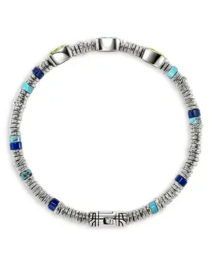 John Hardy Sterling Heishi Multi Gemstone Bead Bracelet