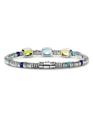 John Hardy Sterling Heishi Multi Gemstone Bead Bracelet