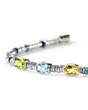 John Hardy Sterling Heishi Multi Gemstone Bead Bracelet