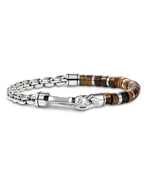 John Hardy Sterling Heishi Tiger Eye Bead Bracelet - Silver
