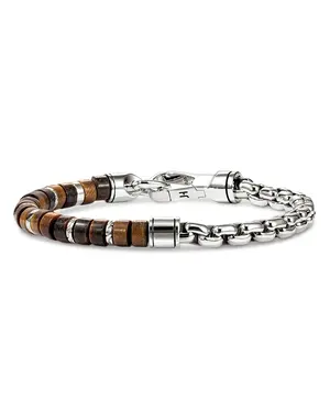 John Hardy Sterling Heishi Tiger Eye Bead Bracelet