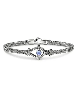 John Hardy Sterling Woven Link Bracelet With Tanzanite And Diamonds - Silver