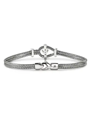 John Hardy Sterling Woven Link Bracelet With Tanzanite And Diamonds