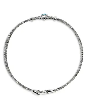 John Hardy Sterling Icon Swiss Blue Topaz Double Woven Link Bracelet