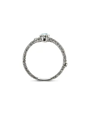John Hardy Sterling Icon Swiss Blue Topaz Halo Woven Ring