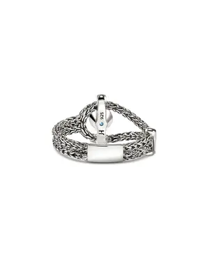 John Hardy Sterling Icon Swiss Blue Topaz Halo Woven Ring