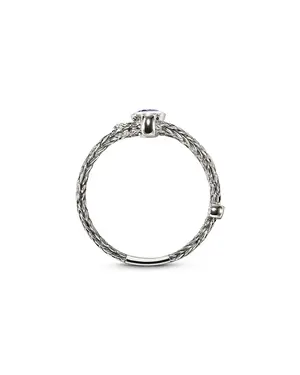 John Hardy Sterling Icon Tanzanite & Diamond Halo Chain Ring