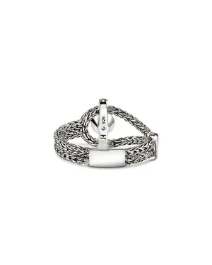 John Hardy Sterling Icon Tanzanite & Diamond Halo Chain Ring
