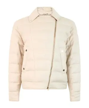 Herno Quilted Asymmetric Zip Coat - White