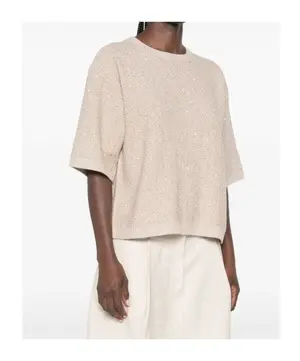 Fabiana Filippi Sequin Embellished Short Sleeve Sweater
