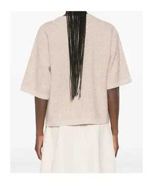 Fabiana Filippi Sequin Embellished Short Sleeve Sweater
