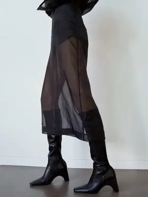 THE FRANKIE SHOP Peri Sheer Midi Skirt