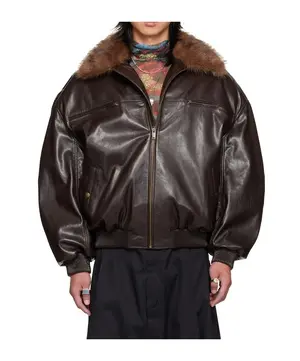 LU'U DAN Faux Leather Workwear Flight Jacket - Grease