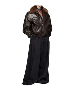 LU'U DAN Faux Leather Workwear Flight Jacket
