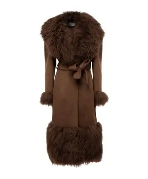 Giuseppe Di Morabito Shearling-trim Belted Coat - Brown