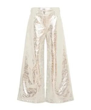 MSGM Metallic-effect Wide-leg Trousers