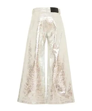MSGM Metallic-effect Wide-leg Trousers