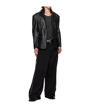 LU'U DAN Belted Leather Suit Jacket