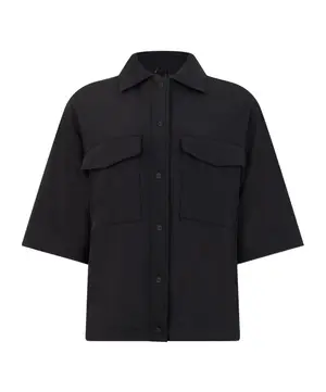 Herno Boxy Three-quarter Sleeve Buttoned Jacket - Black