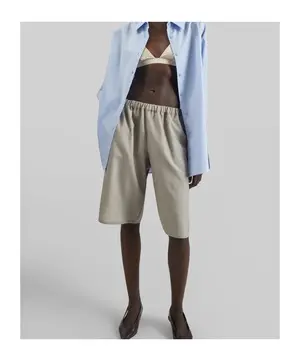 THE FRANKIE SHOP Elastic Waist Bermuda Shorts - Beige