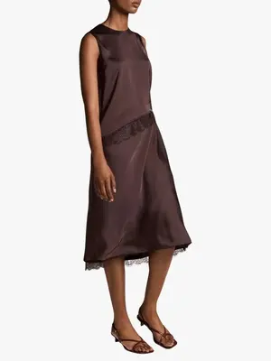 Vince Lace Trim Midi Skirt - Braun