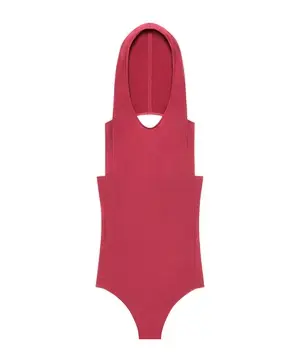 COURREGES Sleeveless Hooded Illusion Bodysuit - Red