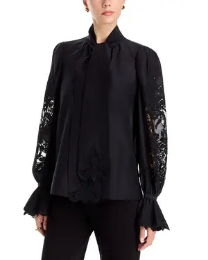 Kobi Halperin Embroidered Lace Blouse - Black