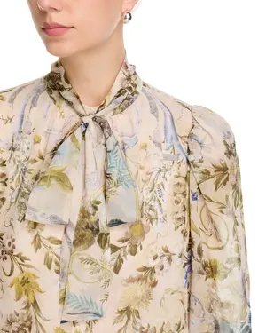 Kobi Halperin Beau Printed Tie Neck Blouse