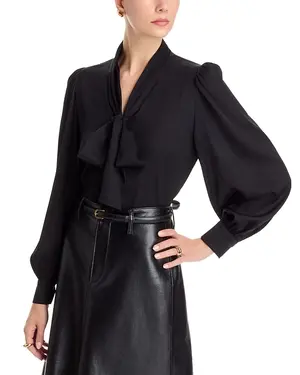 Kobi Halperin Selena Tie Neck Silk-blend Blouse - Black
