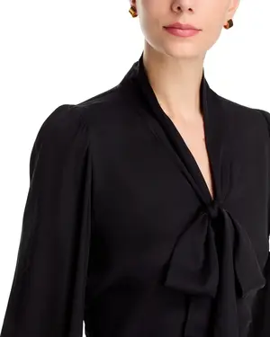 Kobi Halperin Selena Tie Neck Silk-blend Blouse - Black