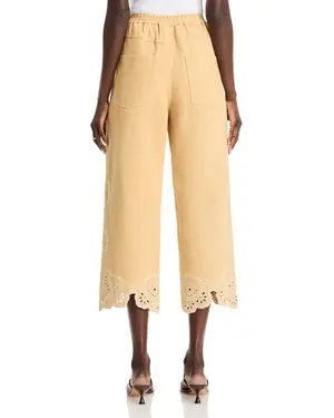 A.REN Jules Embroidered Cotton Crop Pants