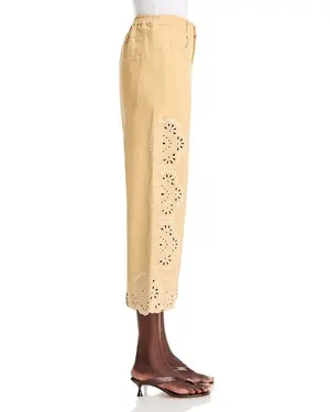 A.REN Jules Embroidered Cotton Crop Pants