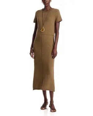 A.REN Blythe Cotton Blend Short Sleeve Midi Dress
