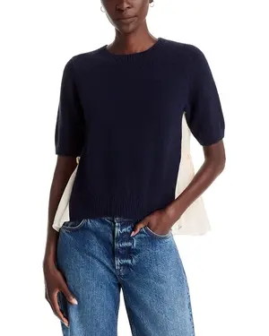 A.REN Liora Mixed Media Short Sleeve Top