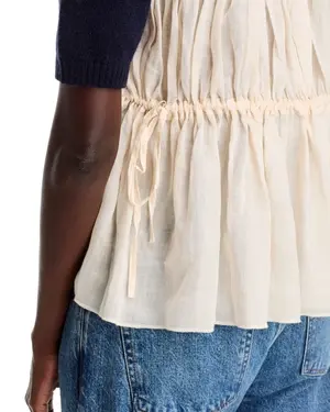 A.REN Liora Mixed Media Short Sleeve Top