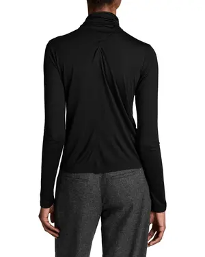 Vince Long Sleeve Tie Neck Top - Black
