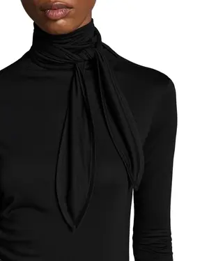 Vince Long Sleeve Tie Neck Top - Black