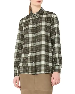 Max Mara Plaid Silk Shirt - Kaki