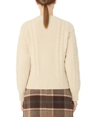Max Mara Wkdalben Wool Cable Knit Crewneck Sweater