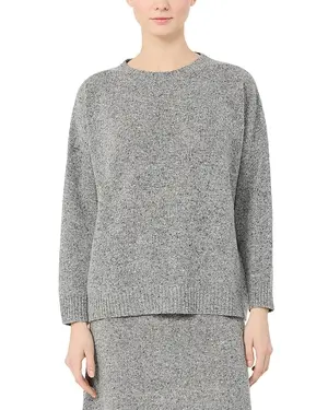 Max Mara Wool Blend Tweed Crewneck Sweater - Medium Grey