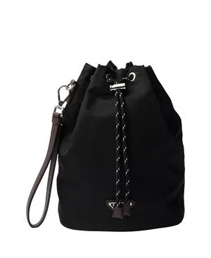 Prada Speedrock Re-nylon And Leather Pouch - Black