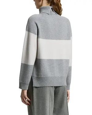 Peserico Wool Blend Turtleneck Sweater With Colorblock Detail